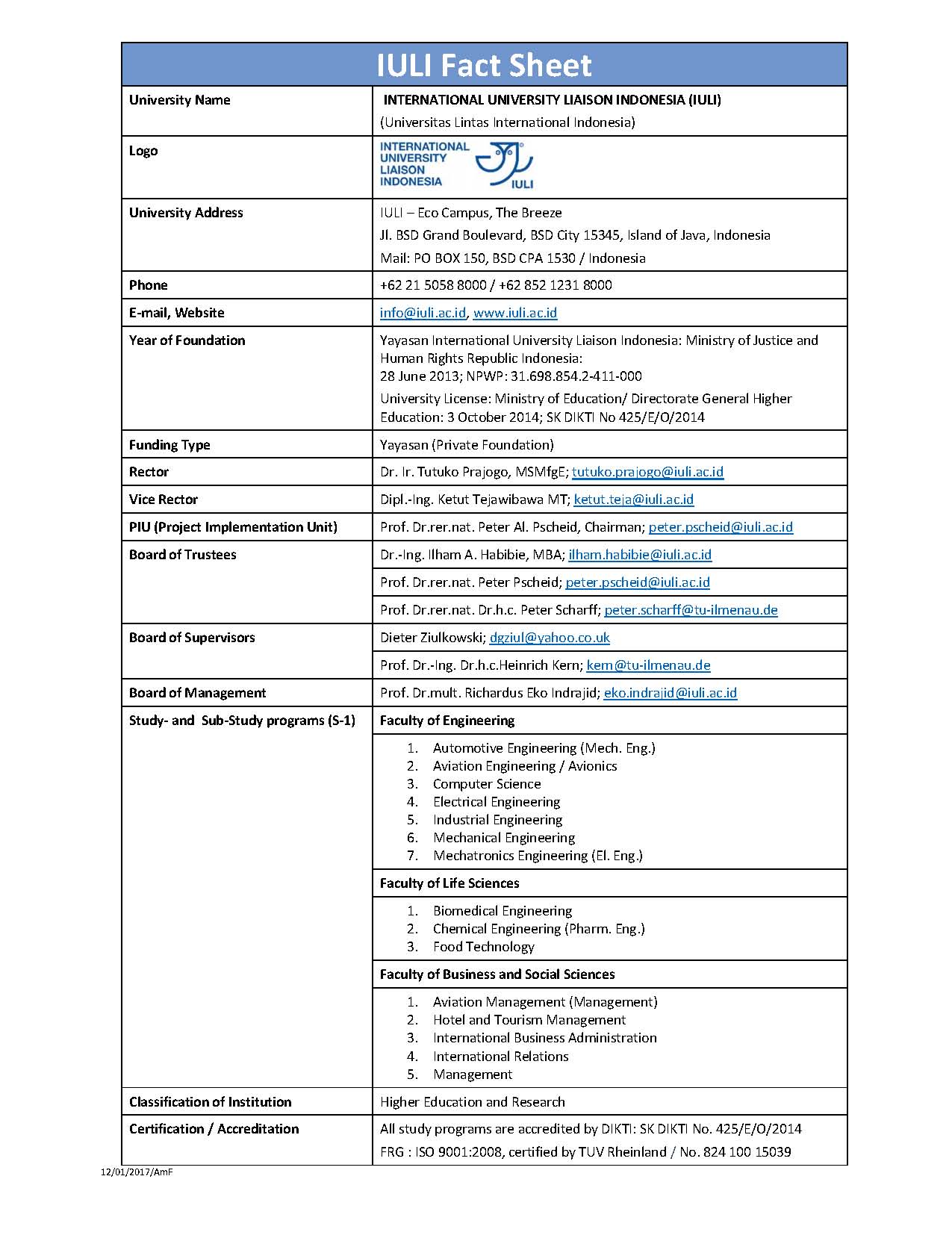 IULI fact sheet 2017 – IULI